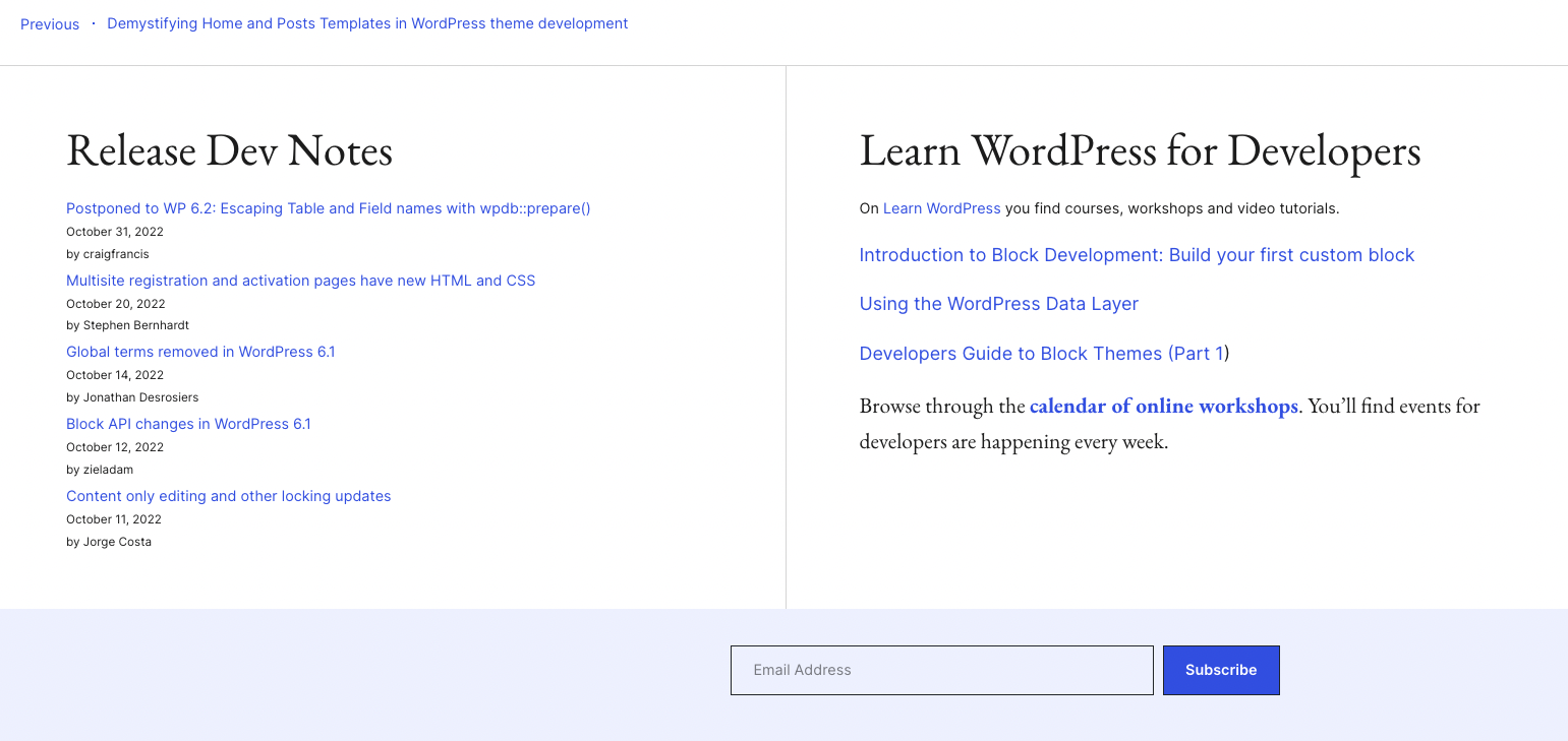 Subscribe form alignment is a bit off · Issue #28 · WordPress/wporg-developer-blog · GitHub