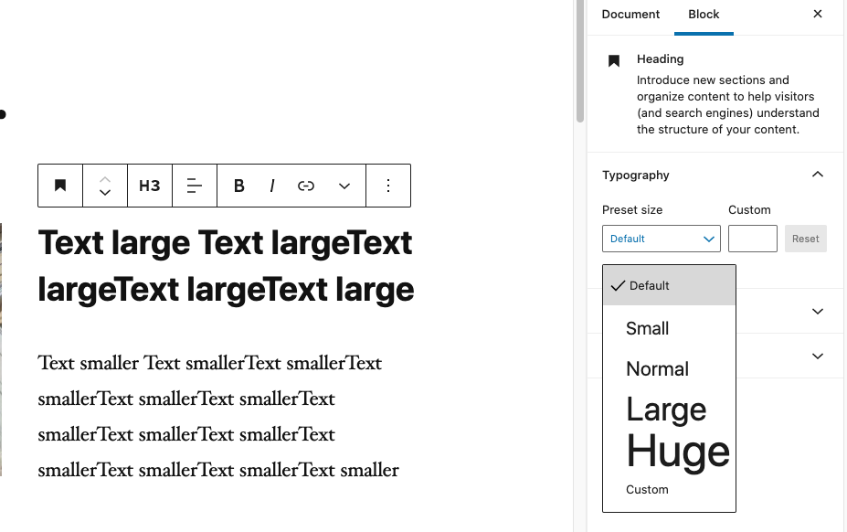 Heading - change default styles from font size to heading levels ...