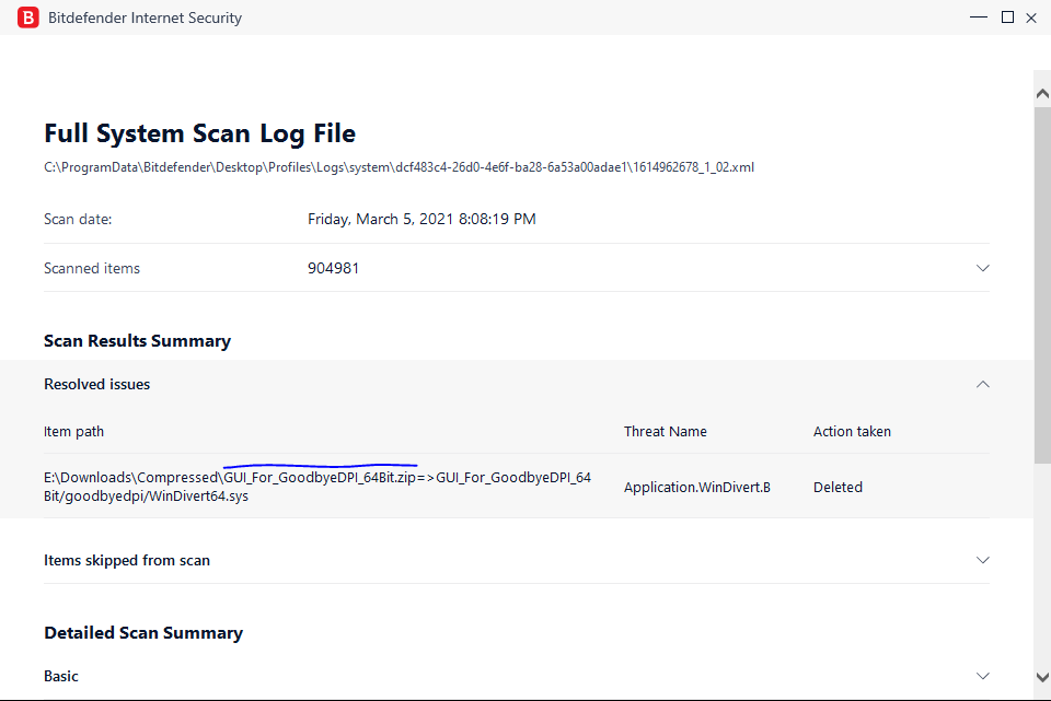 Bitdefender find virus in your zip as "Application.WinDivert.B" · Issue #10 · Include-sys/GUI ...