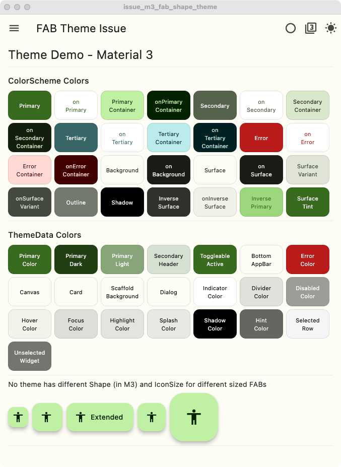 Cannot theme Shape and IconSize differently for different sized `FloatingActionButton`s · Issue ...