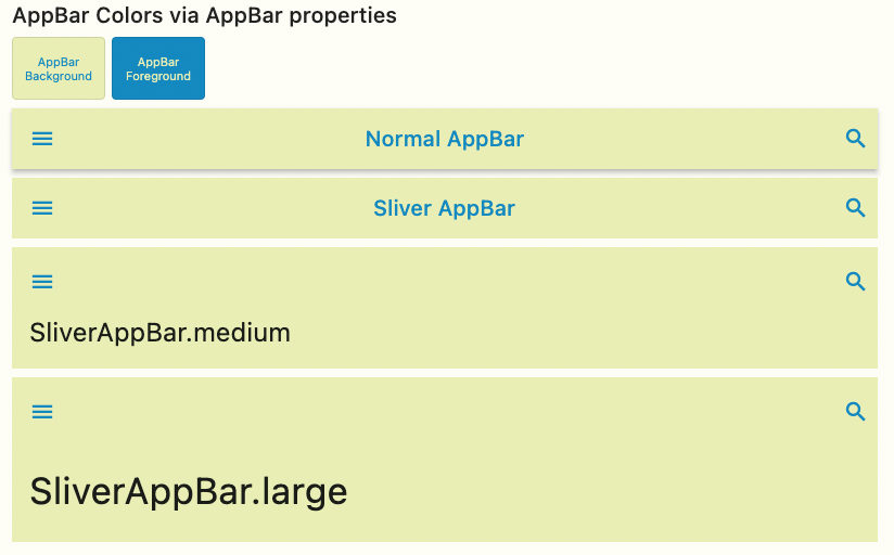 SliverAppBar.large and SliverAppBar.medium do not use foreground color ...