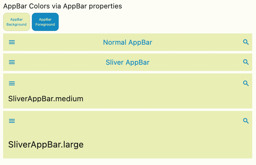 SliverAppBar.large and SliverAppBar.medium do not use foreground color · Issue #110951 · flutter ...