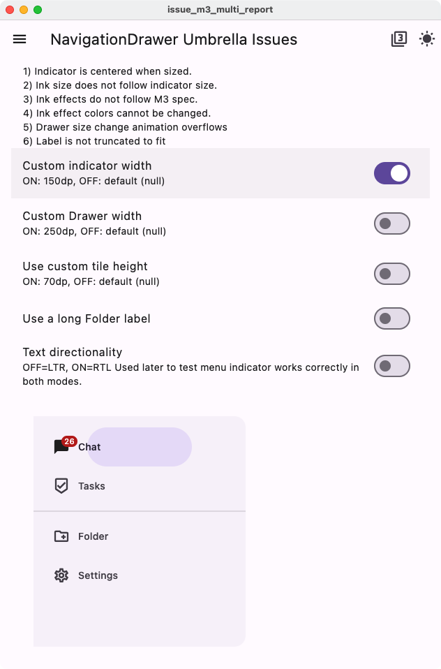 ☂️ NavigationDrawer Issues [Material3] · Issue #123507 · flutter/flutter · GitHub