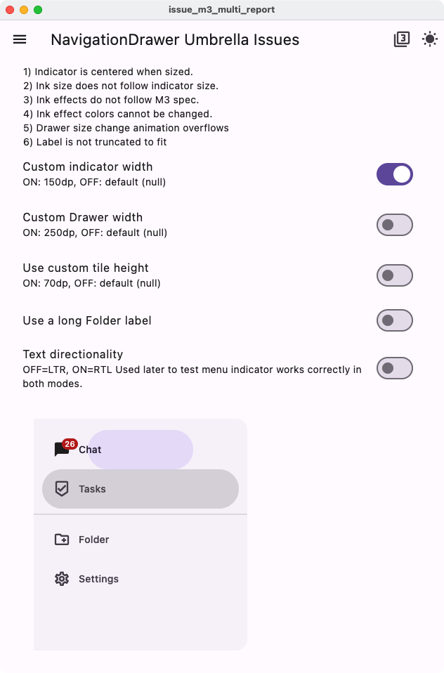 ☂️ NavigationDrawer Issues [Material3] · Issue #123507 · flutter ...