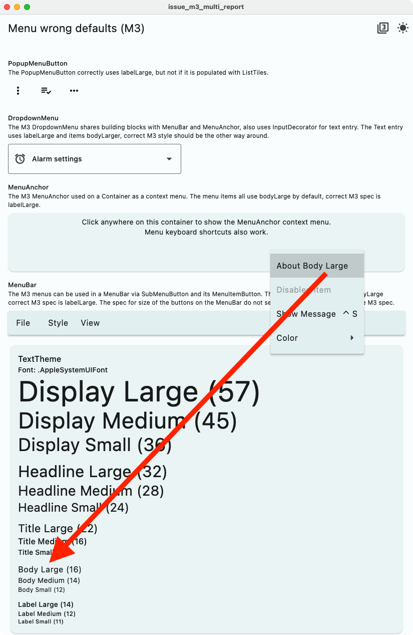 Textstyles In Menus Do Not Follow Material 3 Spec · Issue 131676 · Flutterflutter · Github 6570