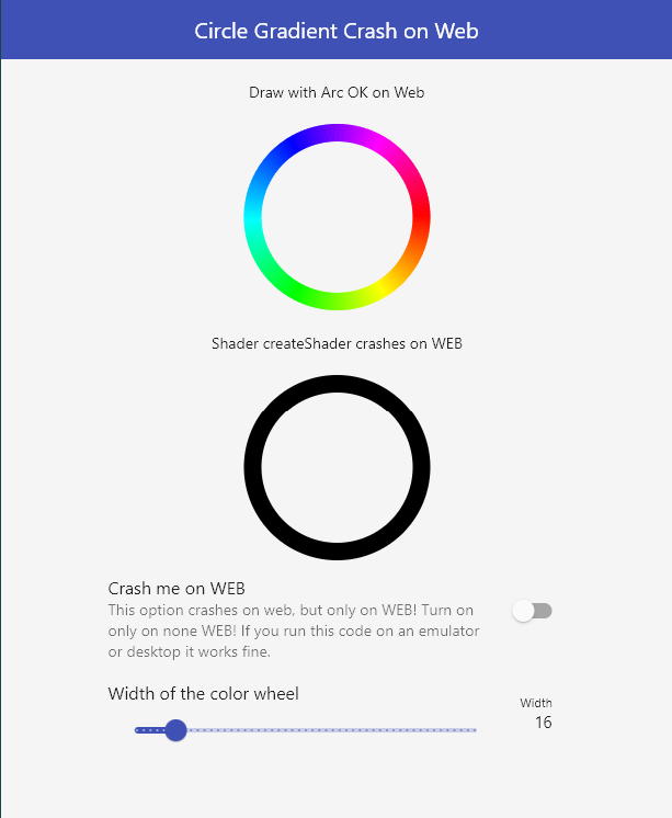 CustomPaint: Shader with SweepGradient crashes on WEB, but runs OK on device and desktop · Issue ...
