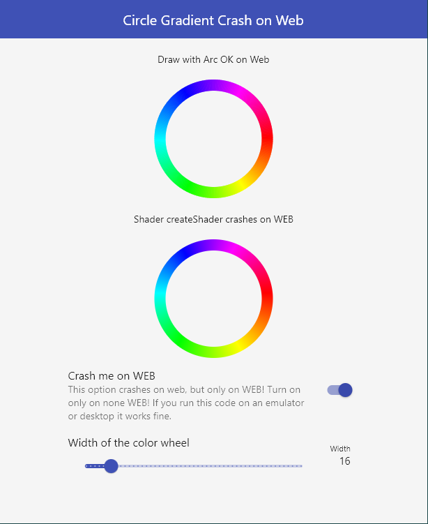 CustomPaint: Shader with SweepGradient crashes on WEB, but runs OK on ...