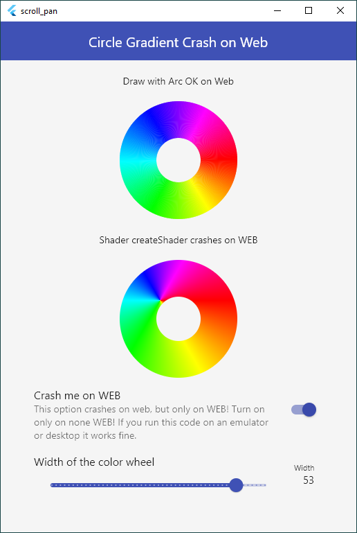 CustomPaint: Shader with SweepGradient crashes on WEB, but runs OK on ...