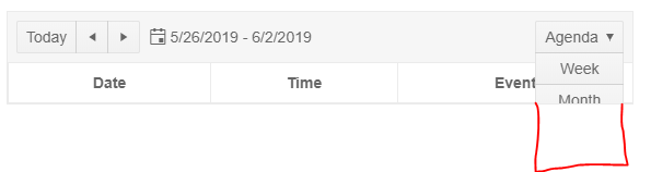 [Scheduler] Agenda view with no items not showing whole views dropdown · Issue #2367 · telerik ...