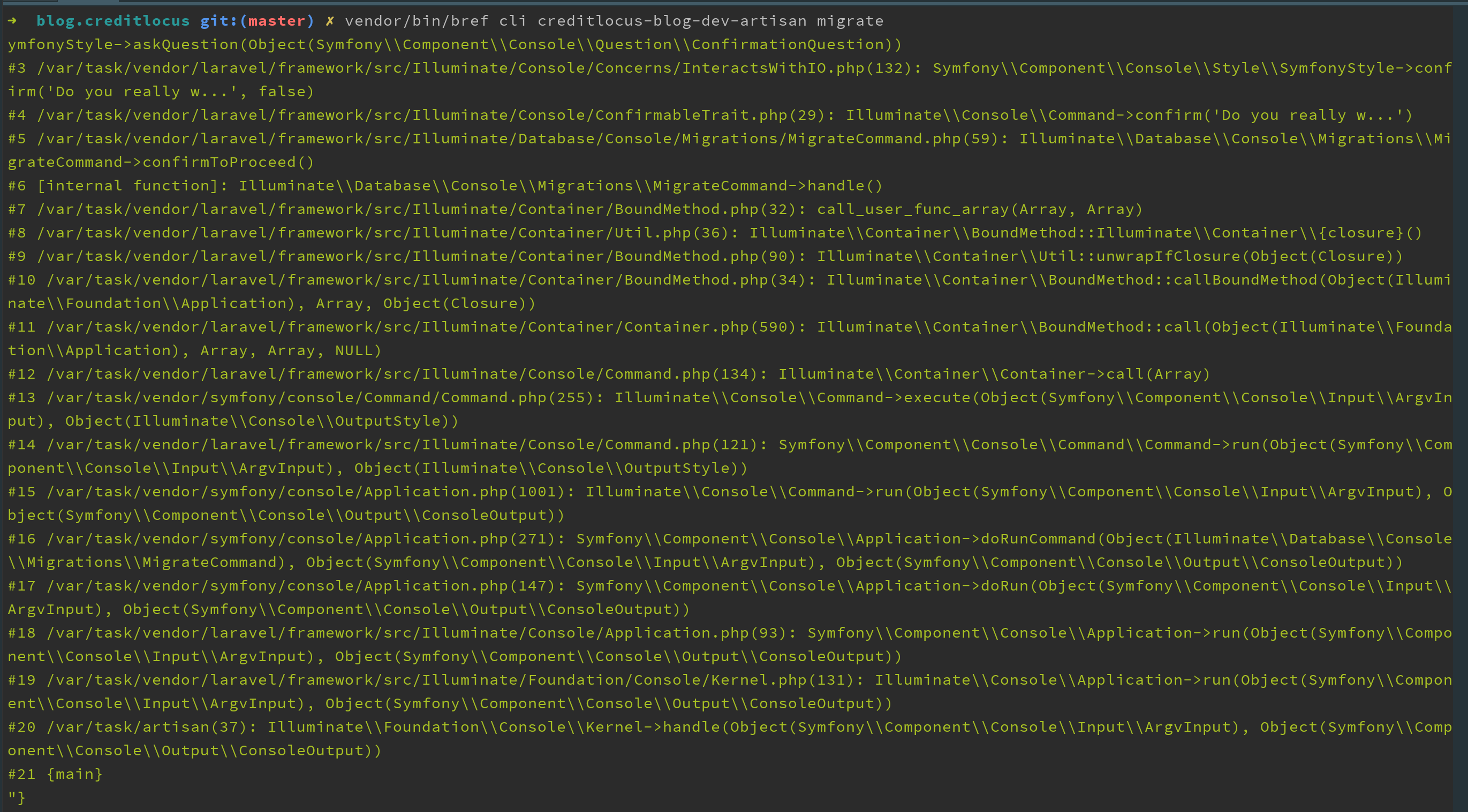Laravel artisan command for migration not working · Issue #622 · brefphp/bref · GitHub