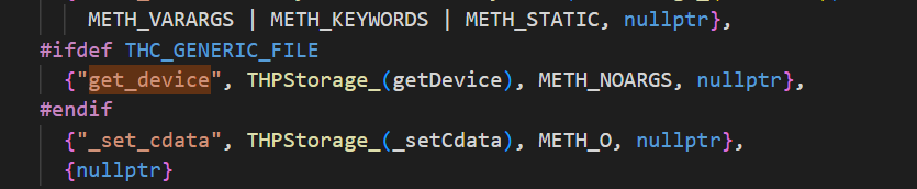 The get_device method is defined in the storage related class, but it does not seem to be ...