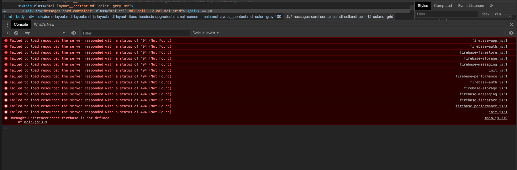 Unable To Setup Sdk · Issue 463 · Firebasecodelab Friendlychat Web · Github