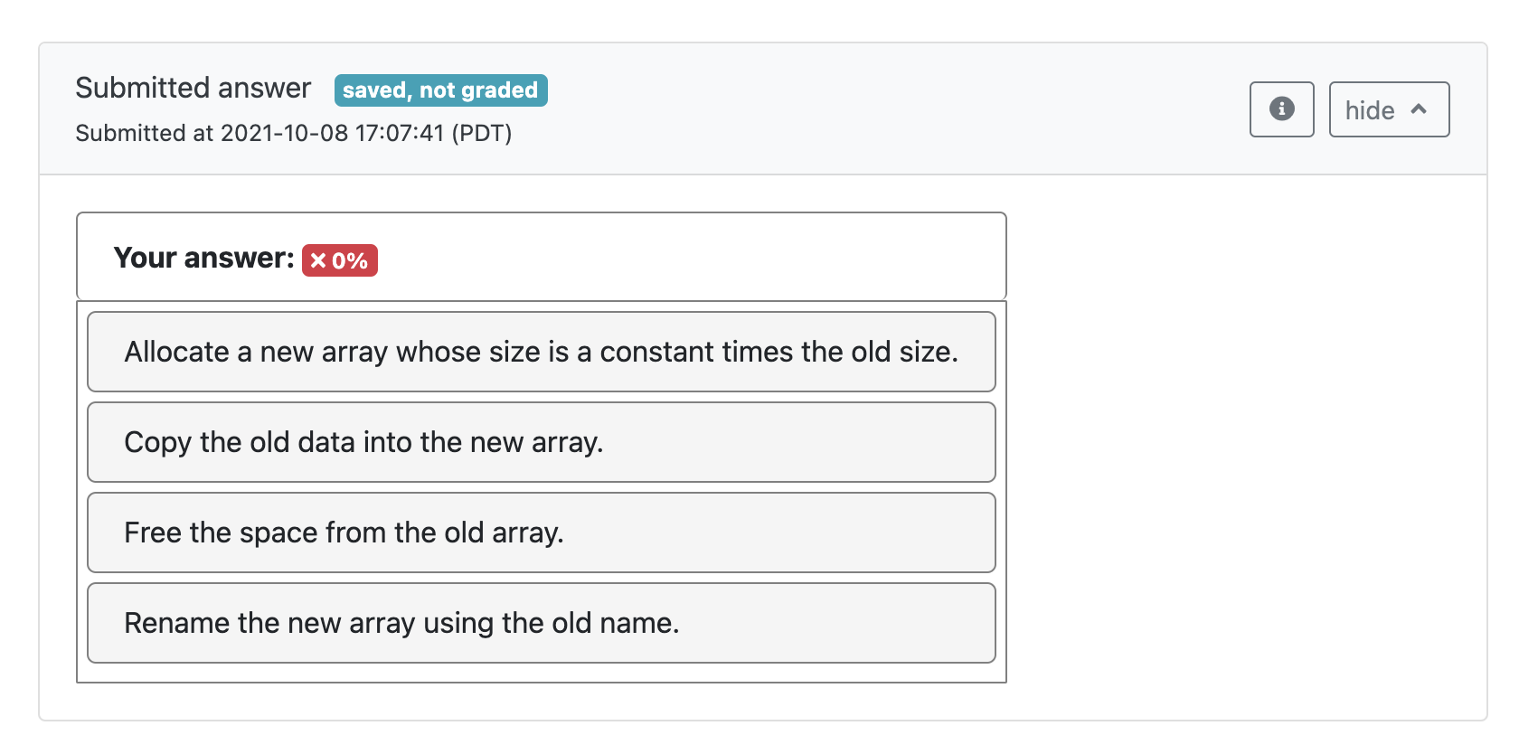 pl-order-blocks gives feedback of 0% upon save. · Issue #4952 · PrairieLearn/PrairieLearn · GitHub