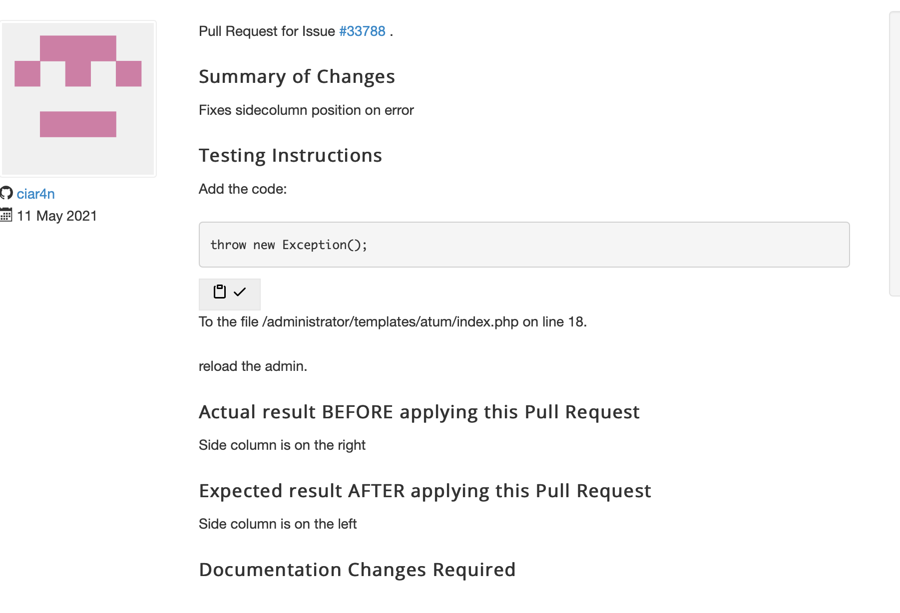 GitHub new feature injects into issue text · Issue #1122 · joomla/jissues · GitHub