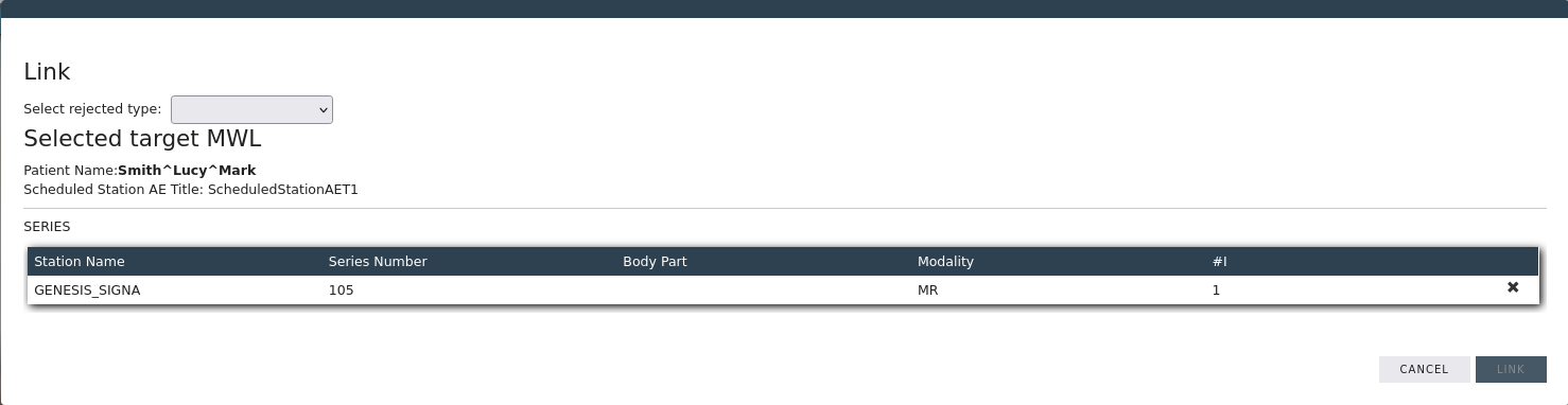 UI: Navigation Link Study/Series/Object to MWL: Pre-select rejection ...