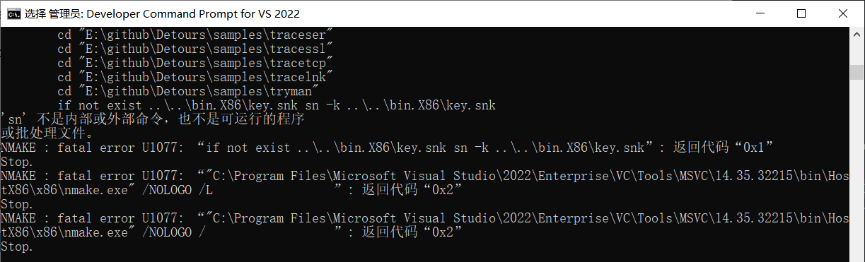Nmake Failed · Issue 288 · Microsoft Detours · Github