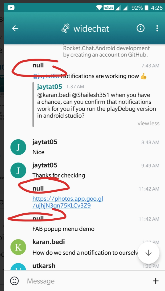 [BUG] Null username shown when no internet connectivity · Issue #2047 · RocketChat/Rocket.Chat ...