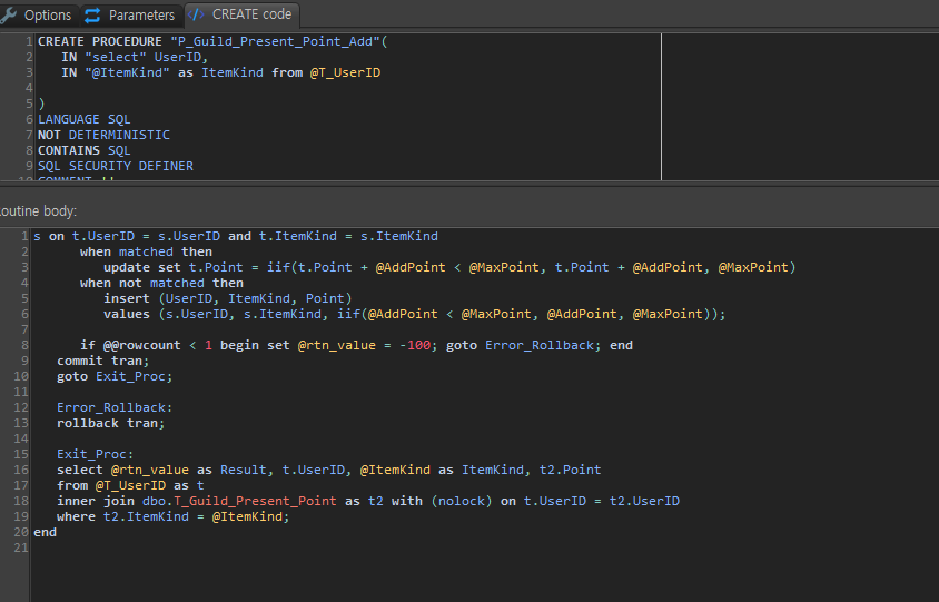 SQL Server stored procedure create code and routine body is invalid. · Issue #667 · HeidiSQL ...