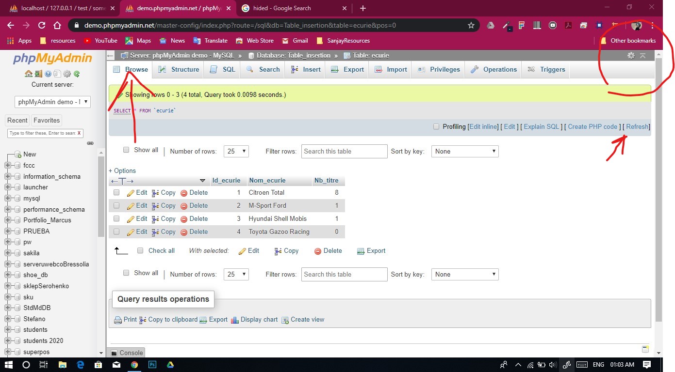 Focus of active tab is lost by clicking refresh option provided by phpmyadmin. · Issue #15693 ...