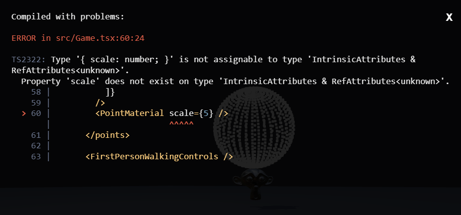 `PointMaterial` TypeScript error · Issue #773 · pmndrs/drei · GitHub