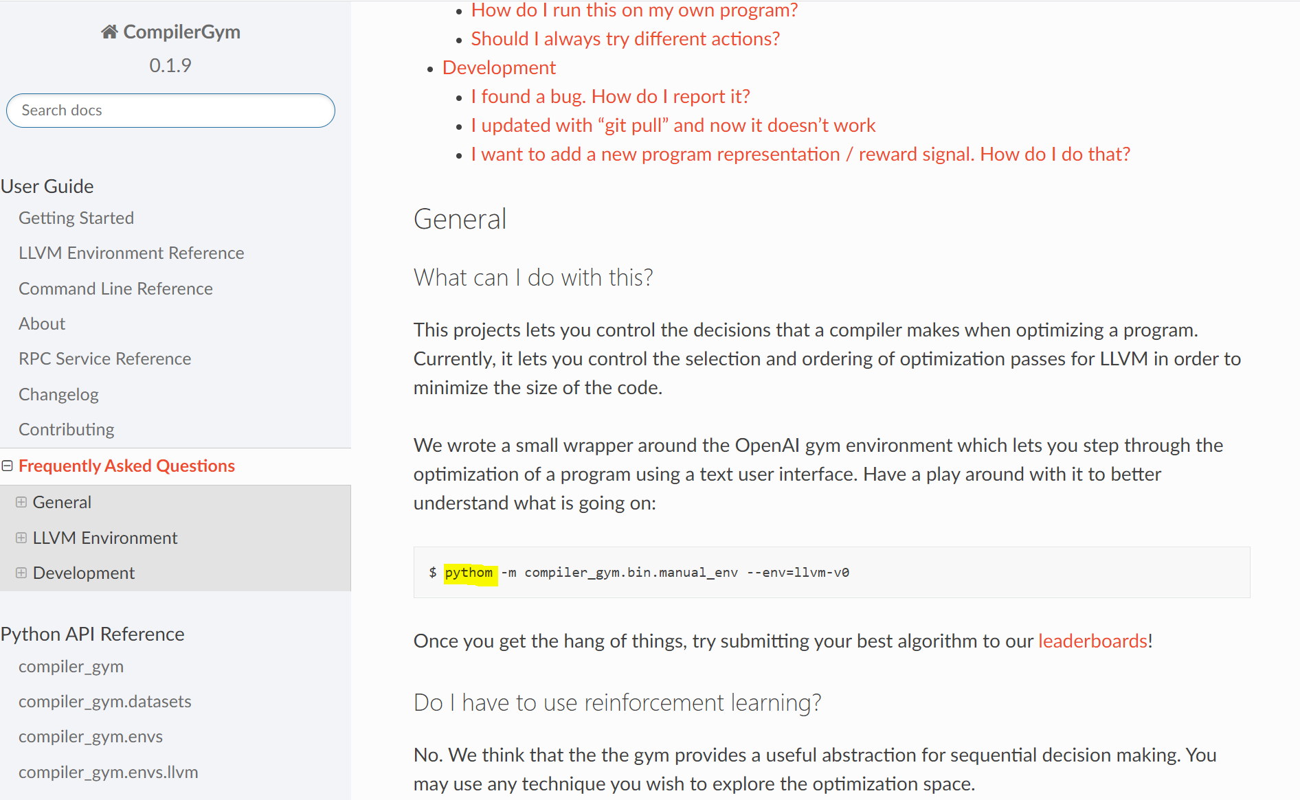 [typo] ```pythom -m compiler_gym ... ``` · Issue #305 · facebookresearch/CompilerGym · GitHub