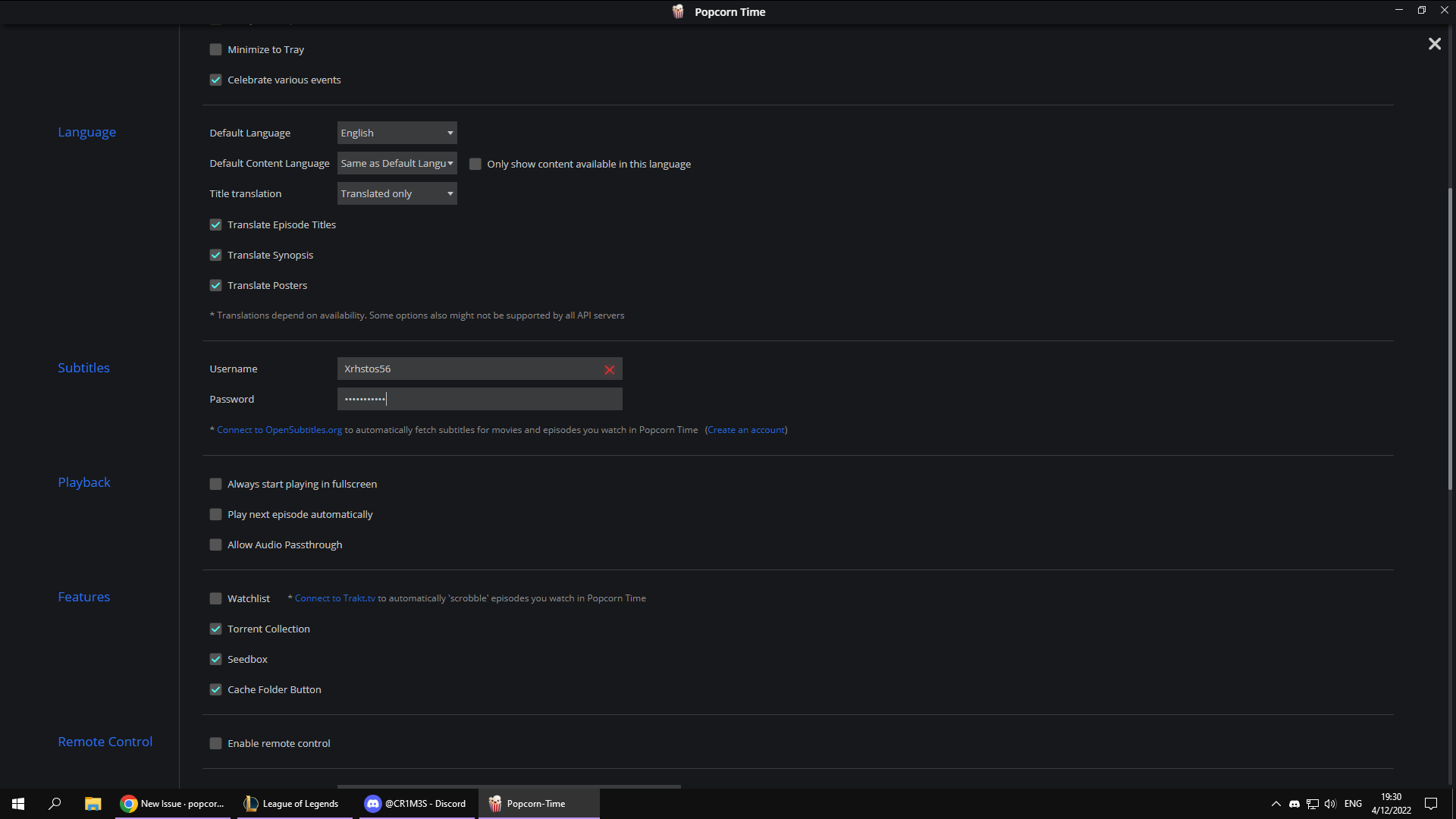 Subtitles account login doesn't work except Windows 11 · Issue #2668 · popcorn-official/popcorn ...