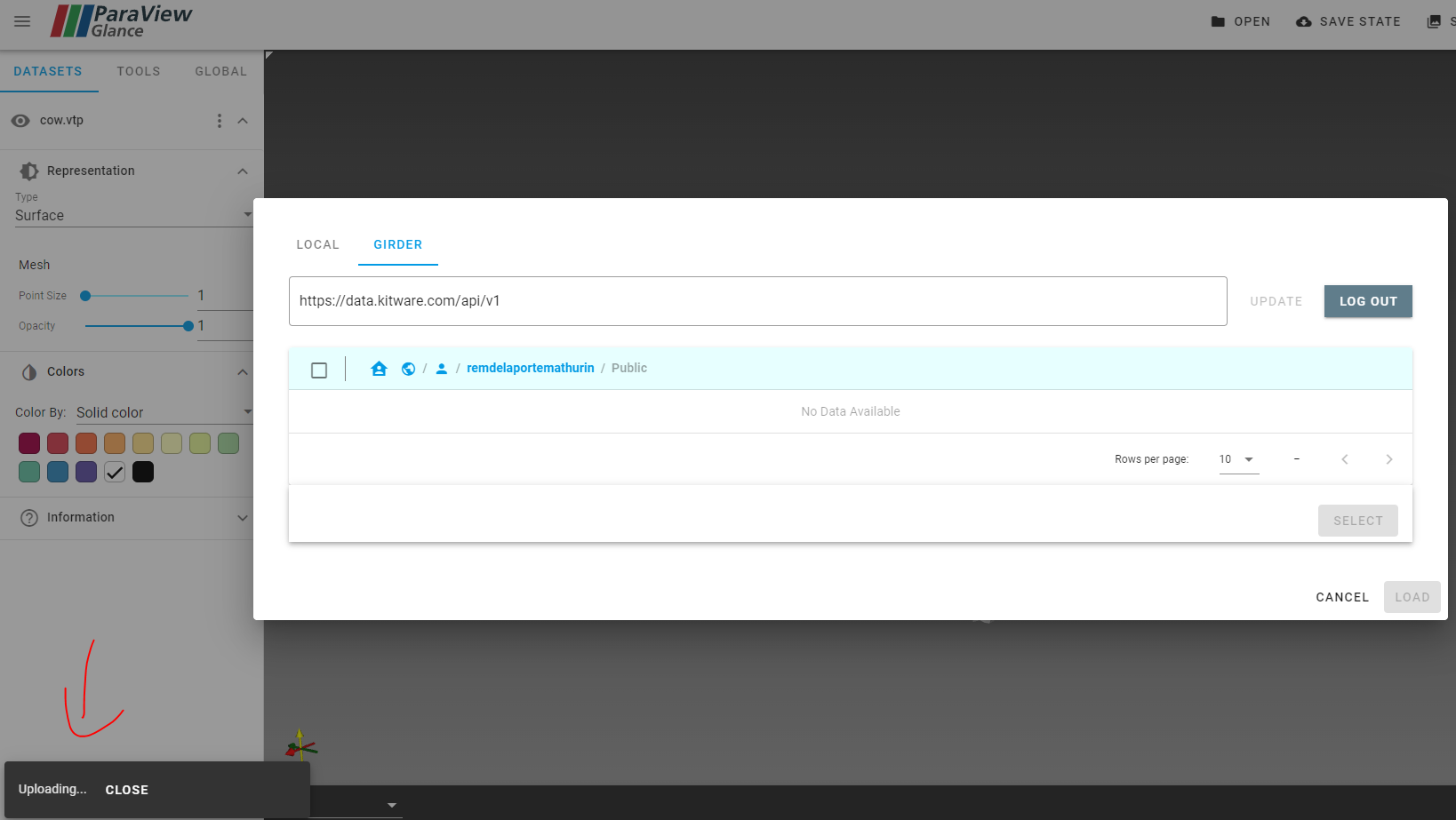 Cannot upload to Girder · Issue #426 · Kitware/glance · GitHub