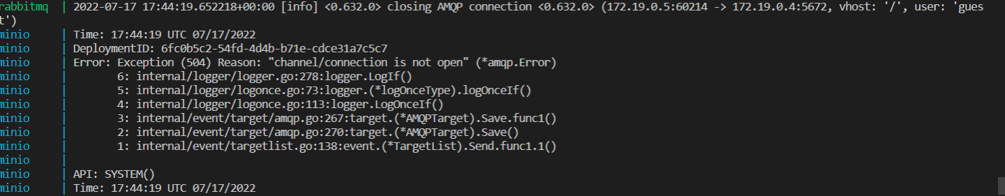 RabbitMQ event connect issue ? · Issue #15325 · minio/minio · GitHub