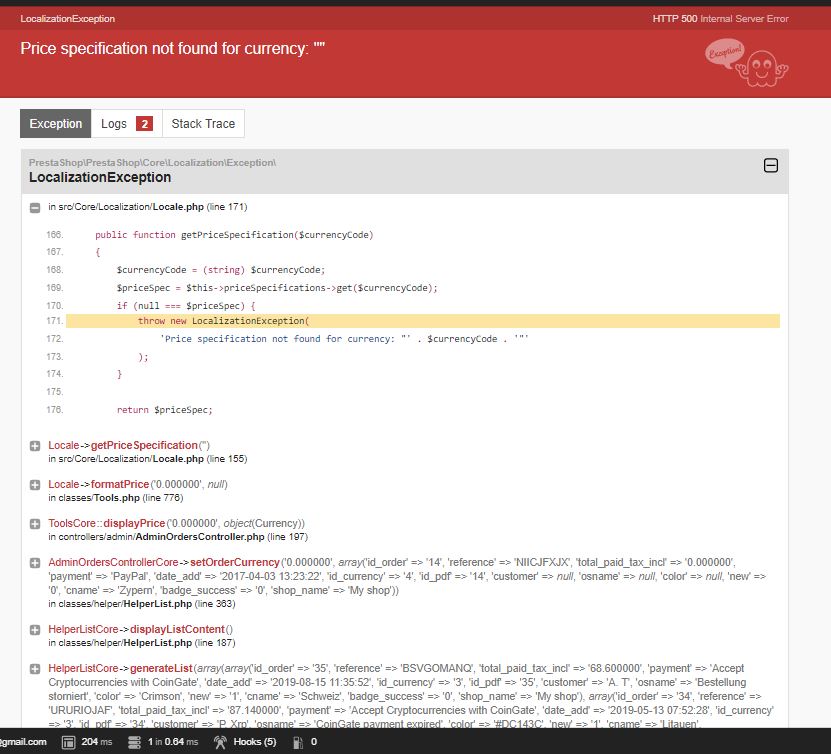 Error in BO order page after deleting a currency used in an order · Issue #15376 · PrestaShop ...