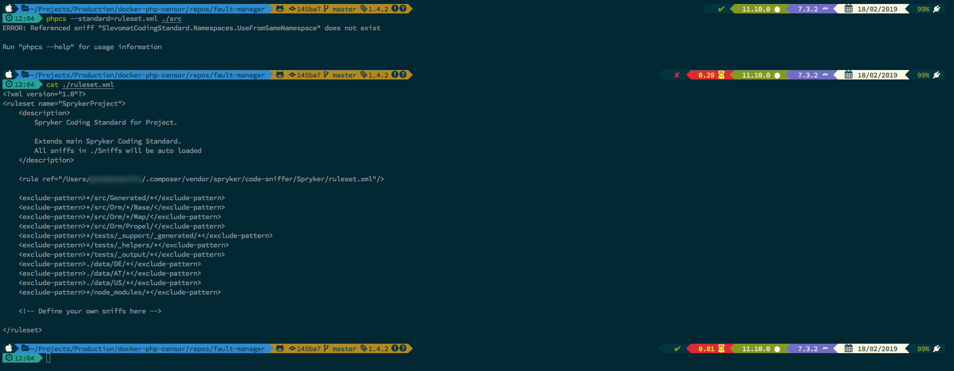 ERROR: Referenced sniff "SlevomatCodingStandard.Namespaces.UseFromSameNamespace" does not exist ...