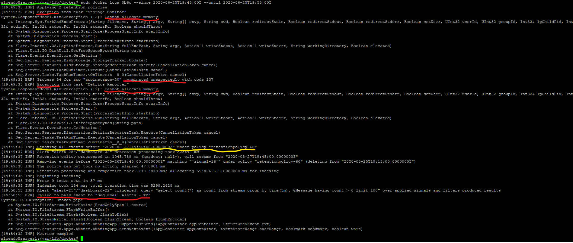 Cannot Allocate Memory Container 512976 · Issue 835 · Datalust