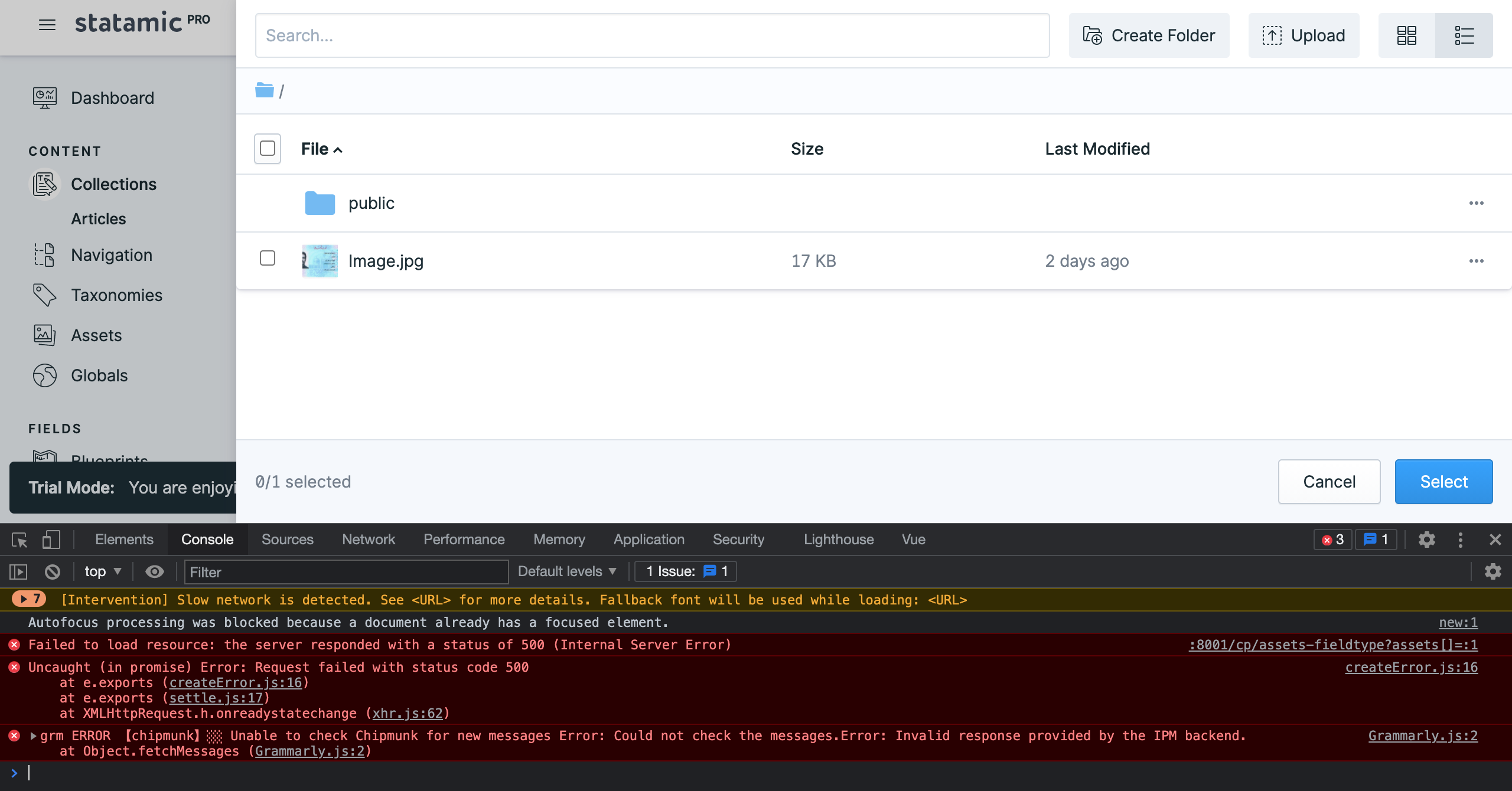 500 error while adding asset in bard · Issue #4160 · statamic/cms · GitHub