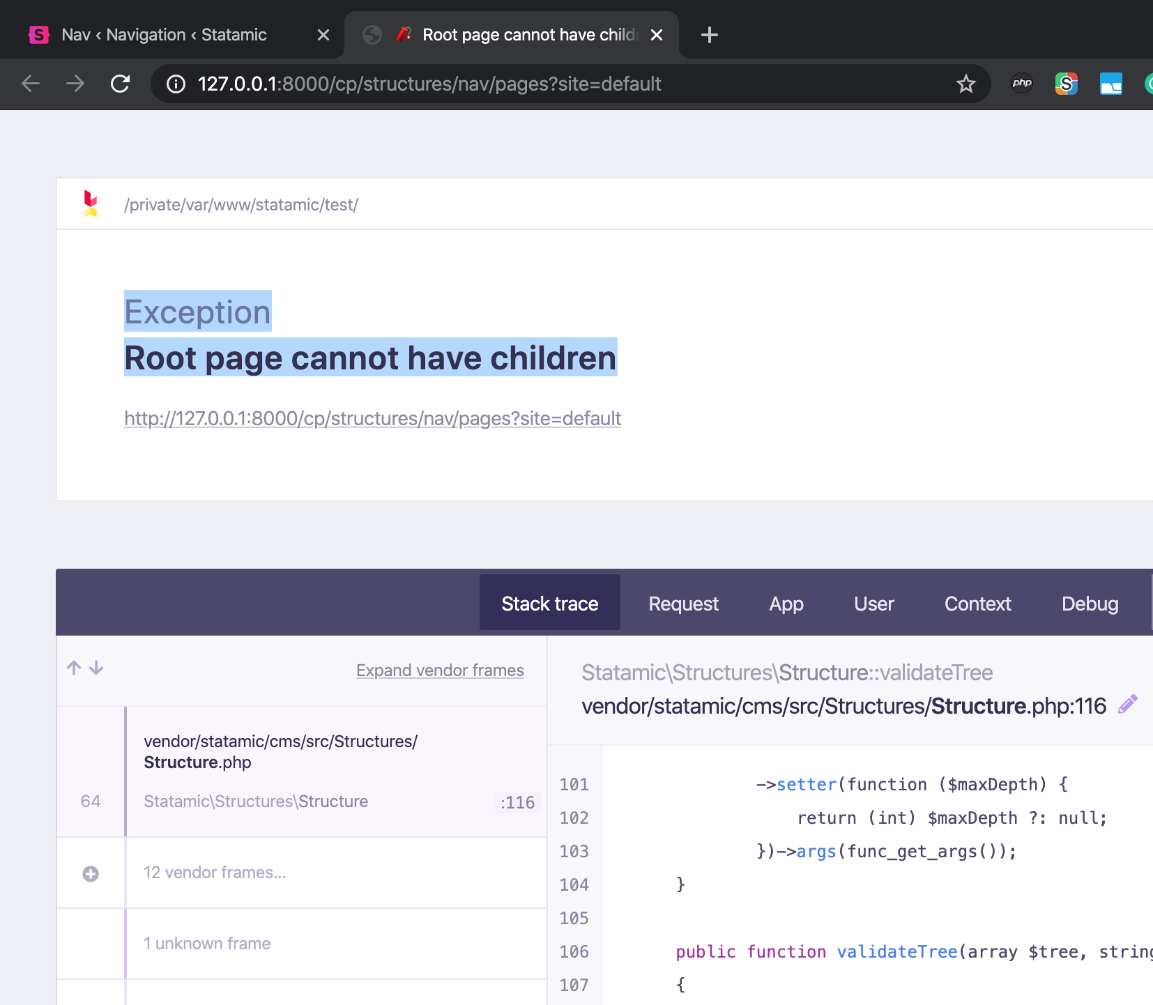 Exception Root page cannot have children · Issue #1666 · statamic/cms · GitHub