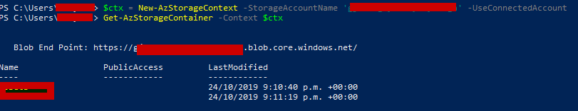 Set-AzStorageContainerAcl returns HTTP Status Code: 404 The specified resource does not exist ...