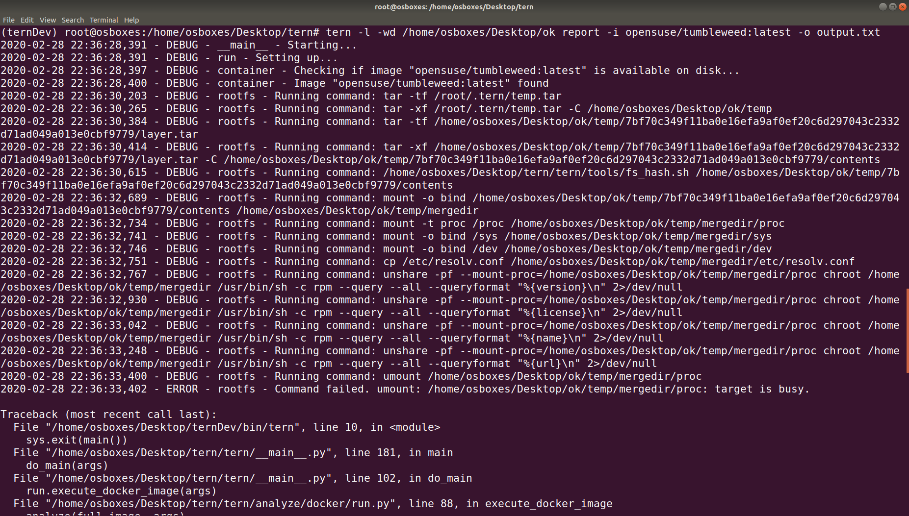 Allow user to set working directory · Issue #523 · tern-tools/tern · GitHub