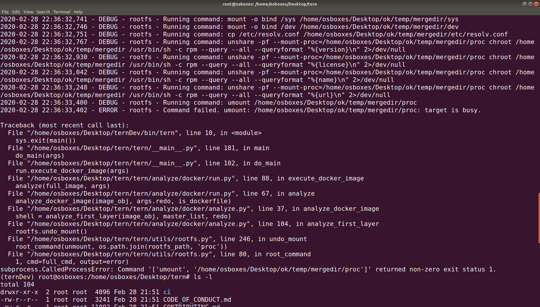 Allow user to set working directory · Issue #523 · tern-tools/tern · GitHub
