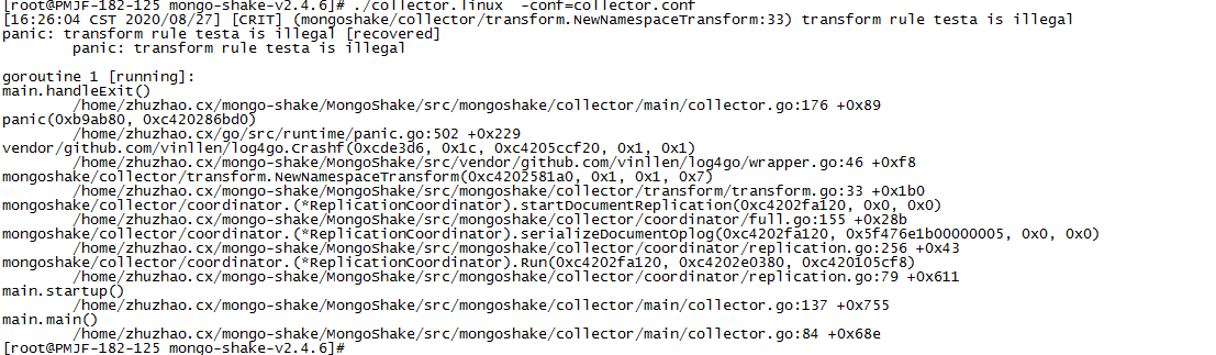 开启命名转换报 提示不合法的转换规则 · Issue #432 · alibaba/MongoShake · GitHub