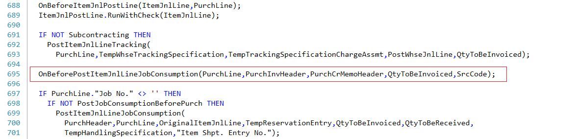 Event Request - "OnBeforePostItemJnlLineJobConsumption" Codeunit 90 ...