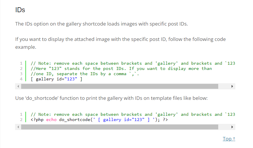 Theme Gallery Documentation Shortcode Format · Issue 435 · Wordpress Documentation Issue