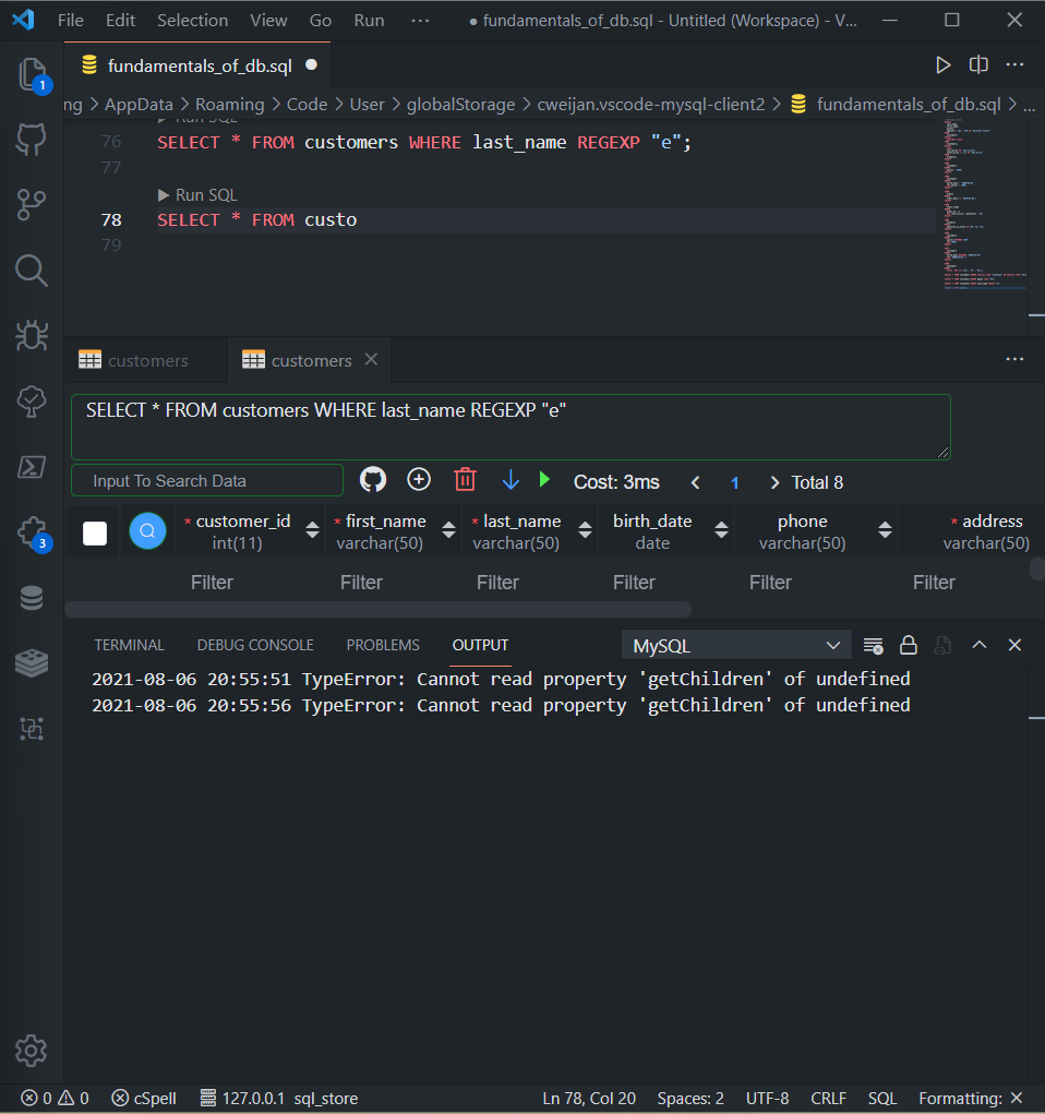 [BUG] Error occurred while getting table name · Issue #246 · cweijan/vscode-database-client · GitHub