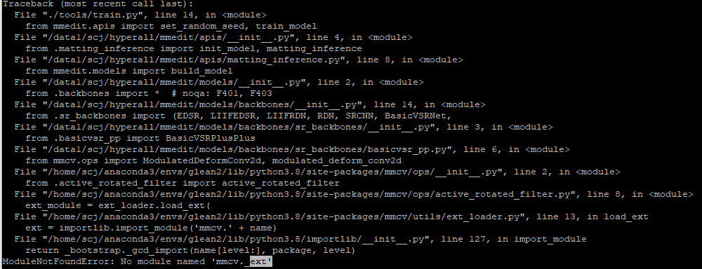 Hi! No module named 'mmcv._ext' · Issue #774 · open-mmlab/mmagic · GitHub