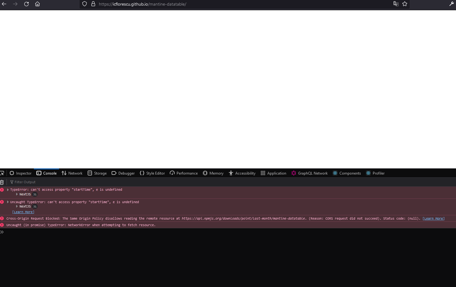Mantine Datatable Documentation Website Is Crashing On Firefox · Issue 415 · Icflorescumantine 