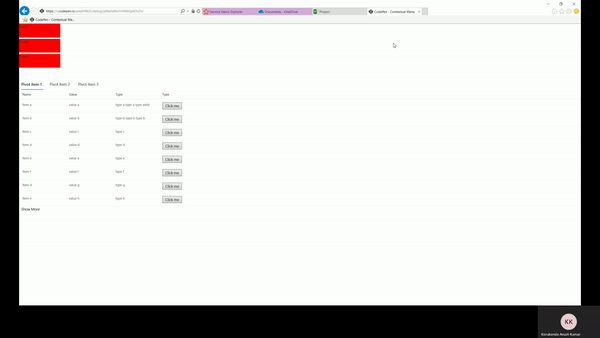 Underlying element is getting Hover state retained in IE11 after clicking on context menu option ...
