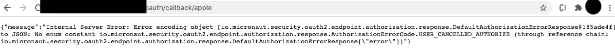 Oauth callback returns internal server error on apple login cancel · Issue #605 · micronaut ...