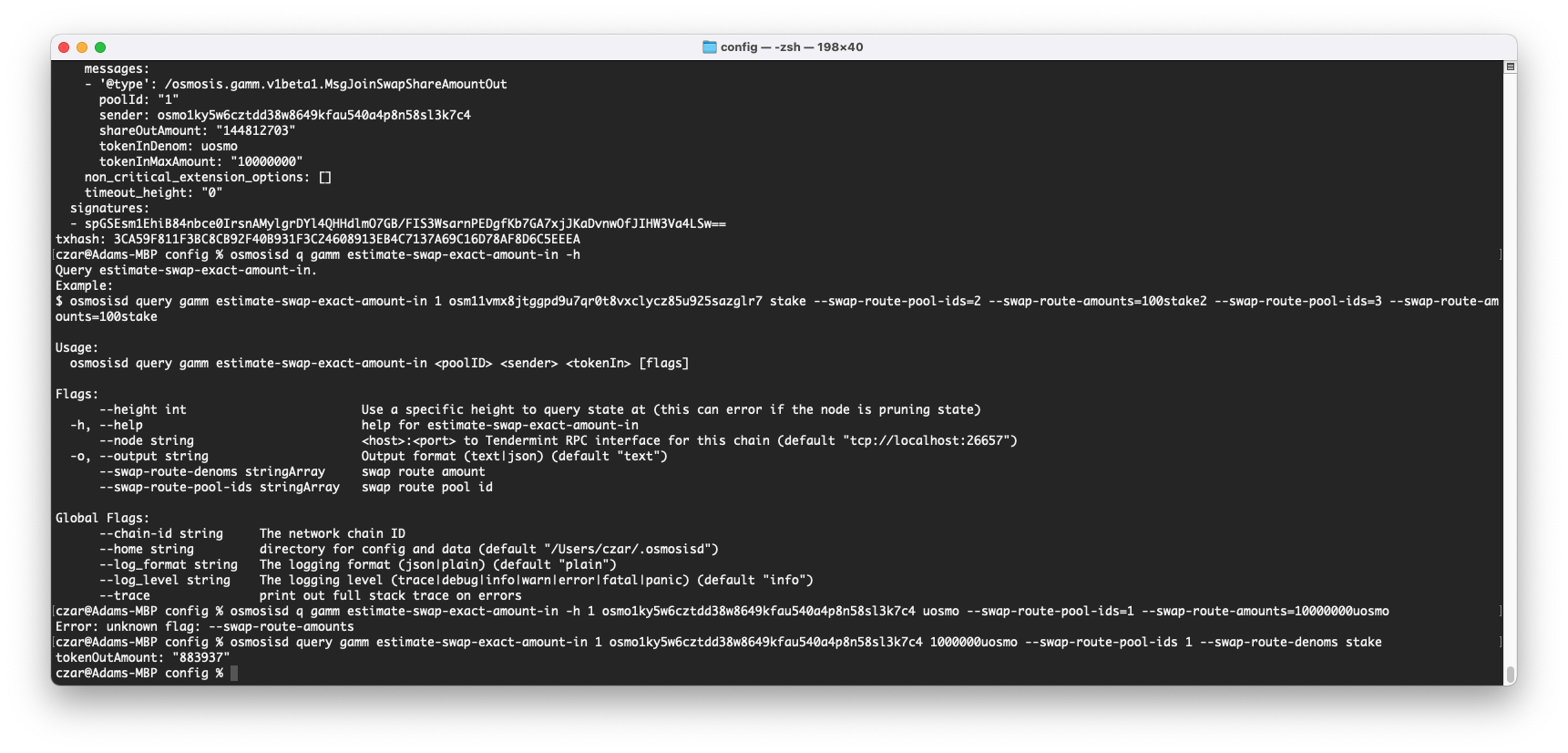 gamm estimate-swap-exact-amount-in usage and example incorrect · Issue #979 · osmosis-labs ...