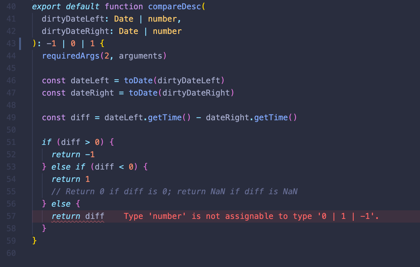 Broad Return Type For Compareasc And Probably Comparedesc Too · Issue