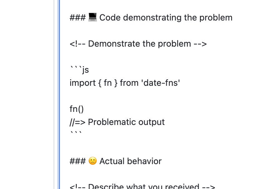 GitHub new issue template not active? · Issue #2831 · date-fns/date-fns ...