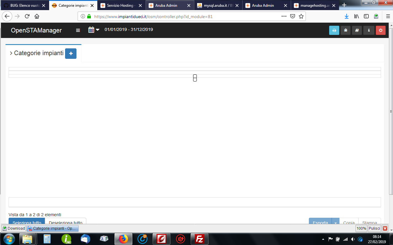 BUG: Elenco vuoto in categorie impianti · Issue #508 · devcode-it/openstamanager · GitHub