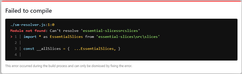 Can't resolve 'essential-slicessrcslices' on Windows · Issue #51 · prismicio/slice-machine · GitHub