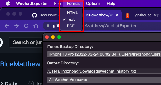 更改导出格式的UI/UX不明显 · Issue #83 · BlueMatthew/WechatExporter · GitHub